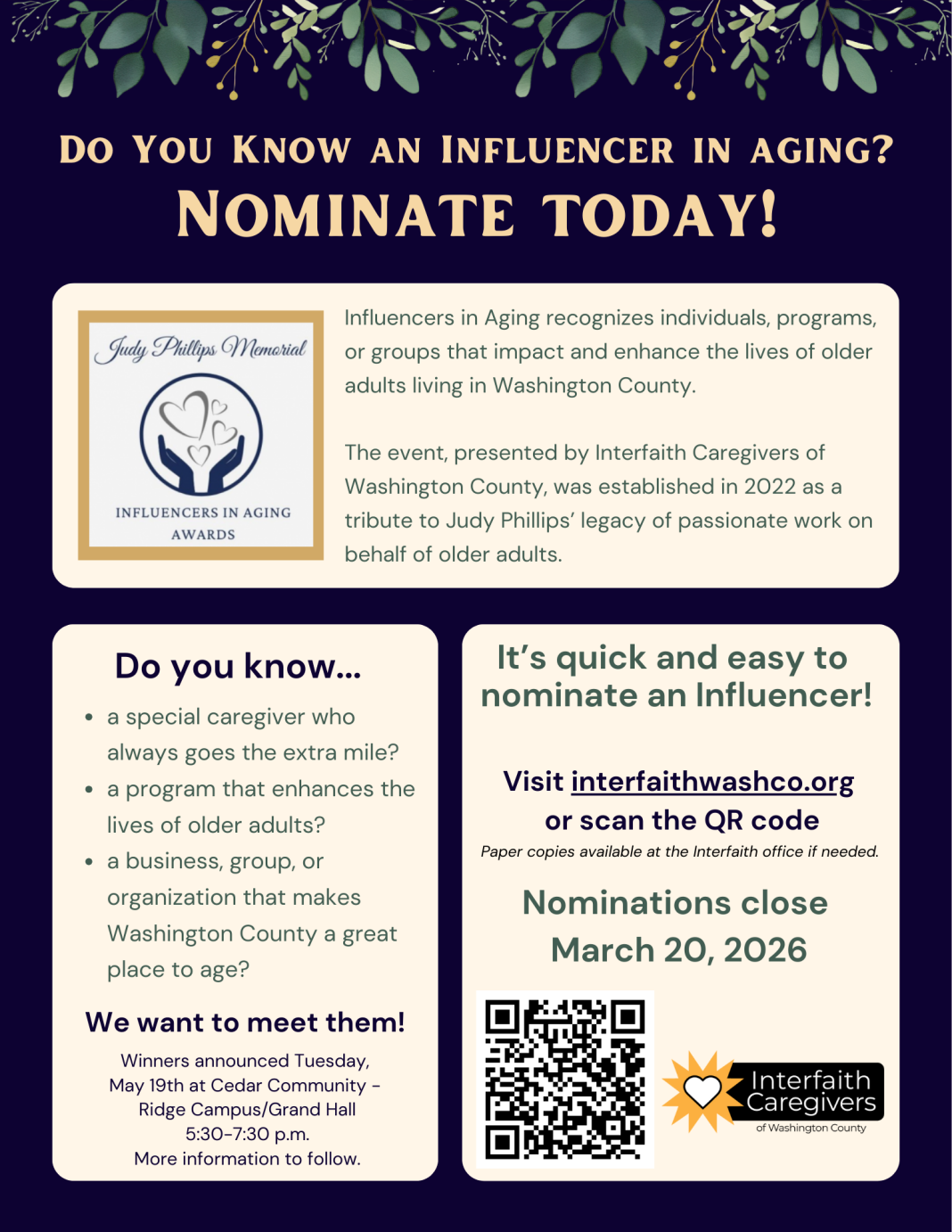 Nominations sought for 5th annual Judy Phillips Influencers in Aging ...