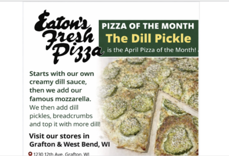 Pizza of the Month - Dill Pickle Pizza at Eaton's Fresh Pizza in West ...