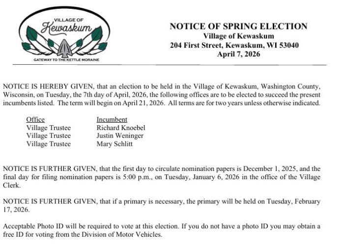 UPDATE | Candidates across Washington Co., WI file for Spring Election ...